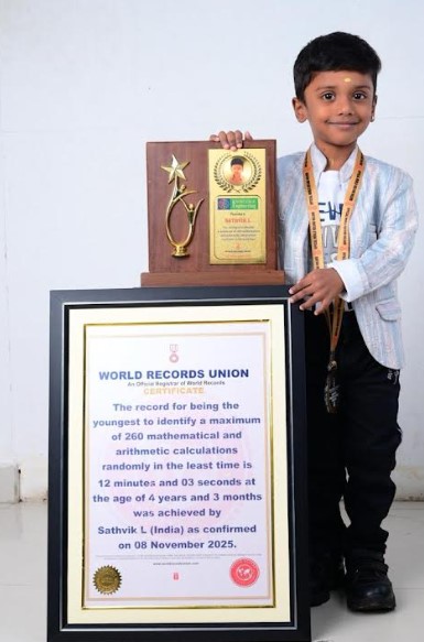 Youngest to identify a maximum of 260 mathematical and arithmetic ...